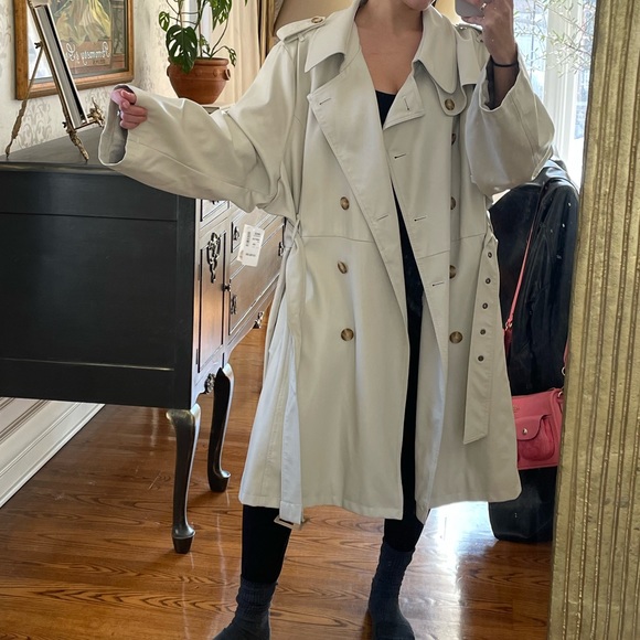 Penningtons | Jackets & Coats | Vegan Leather Ivory Trench Jacket ...